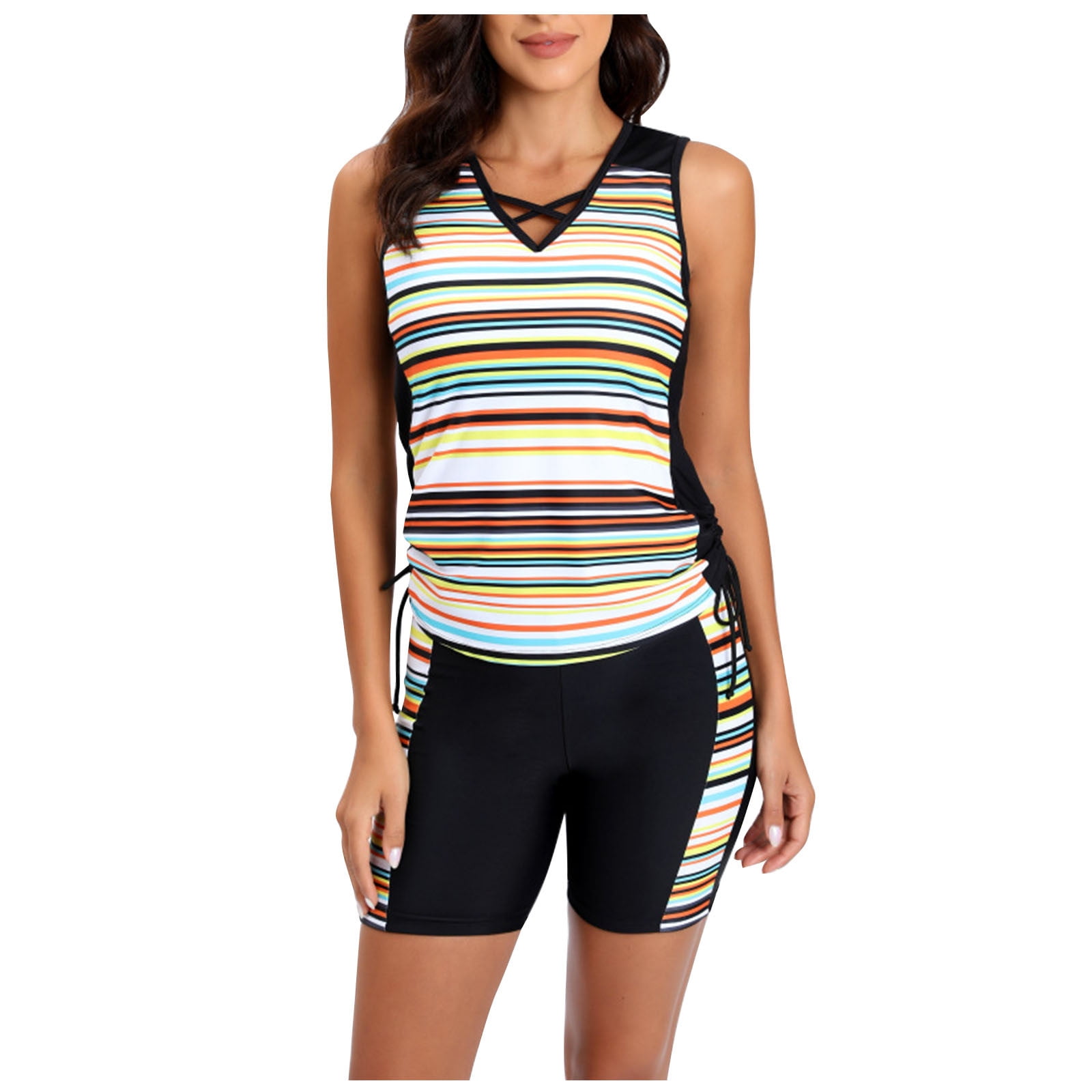 DTBPRQ Women's Plus Size Two Piece Swimsuits with Shorts Modest Tankini ...