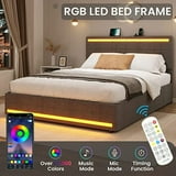 Kicode Queen Bed Frame with 4 Drawers, 2 USB Charging Stations, LED ...