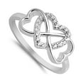 CHOOSE YOUR COLOR Double Heart Infinity Knot Promise White CZ Ring .925 ...