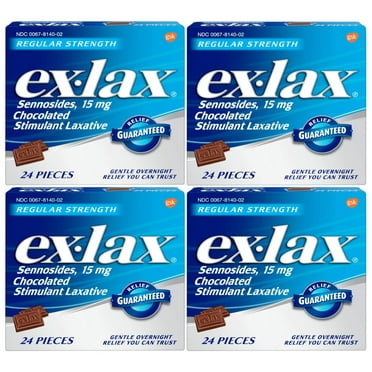 Ex-Lax Ex Lax Regular Strength Chocolate Laxative, 24 CT (Pack of 12 ...
