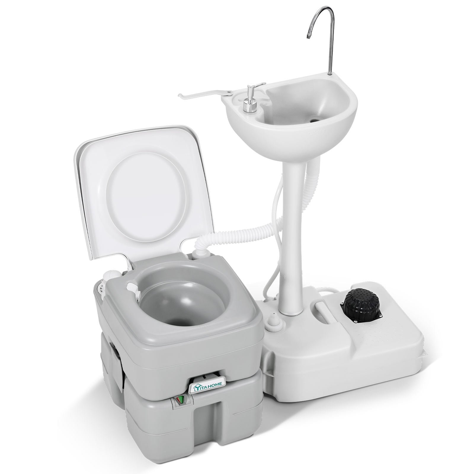 DWVO Portable Sink and Toilet, 17L Hand Washing Station, 5.3 Gallon ...