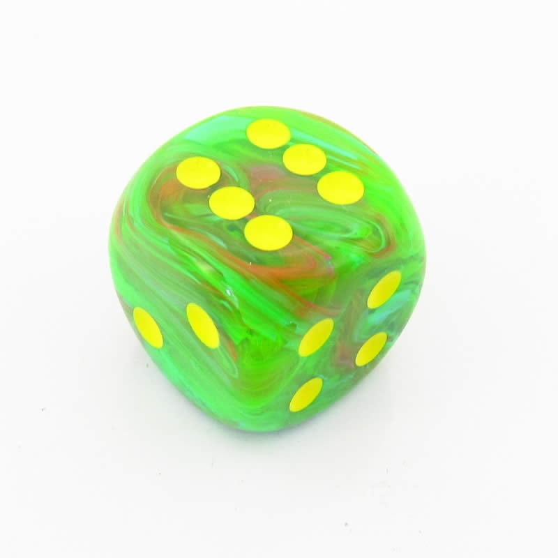 Slime Yellow Vortex Die with Gold Pips D6 30mm (1.18in) Pack of 1 ...
