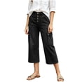 Aimik Women's High Waist Cargo Capri Jeans Button Fly Cropped Denim ...