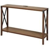 DecorTech Industrial Rectangular Wood Console Table with AC Power and ...