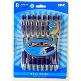 INC. Clip Click Ball Point Pens, Comfort Grip, 1.0 mm, Blue Ink, 8 ...