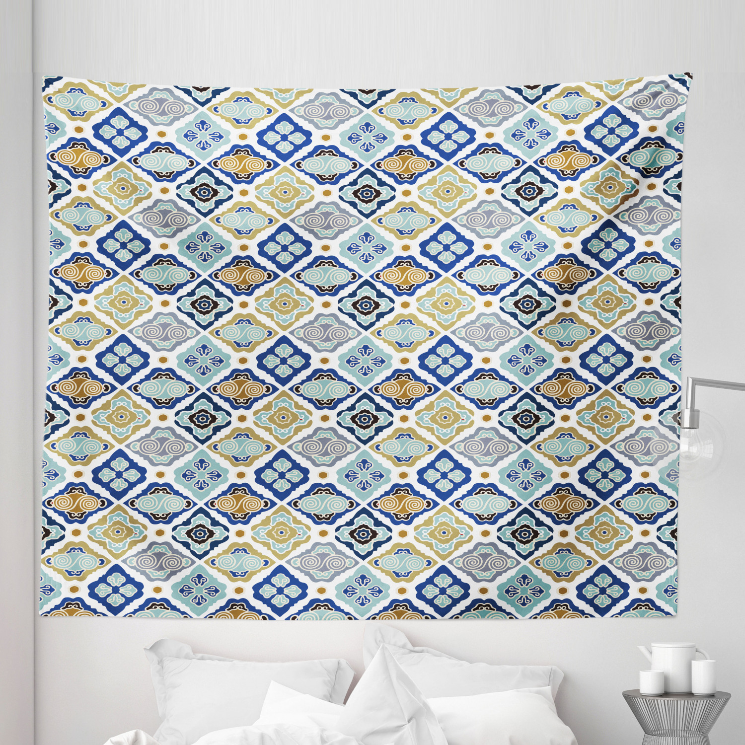 East Tapestry, Oriental Motifs Pattern with Swirls and Floral Elements ...