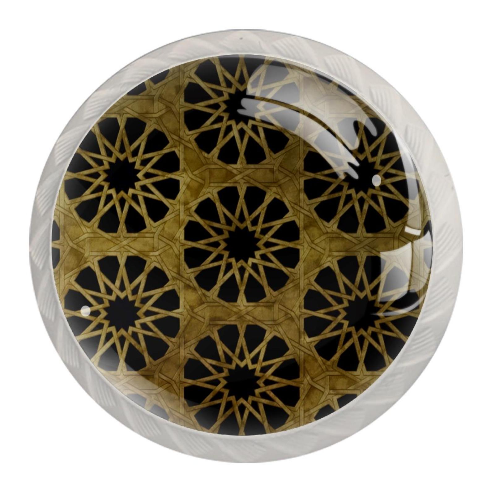 Ownta Graphic Motifs Round Glass Drawer Handles Knobs Pulls With Screws ...