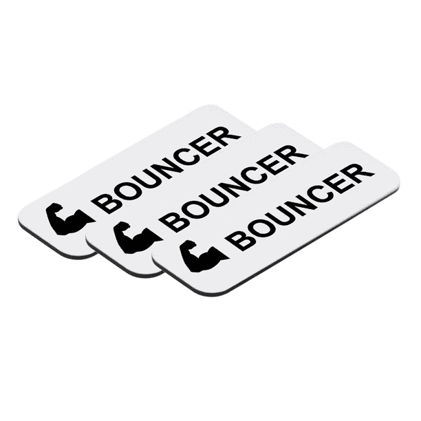 Bouncer (Bicep) 1 x 3" Name Tag/Badge, White, (3 Pack) - Walmart.com