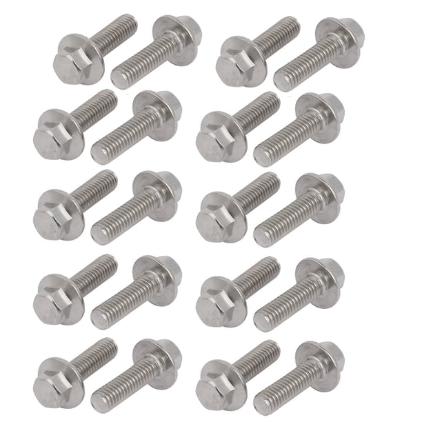 Uxcell M6x20mm Thread 304 Stainless Steel Metric Hex Head Flange Screws ...