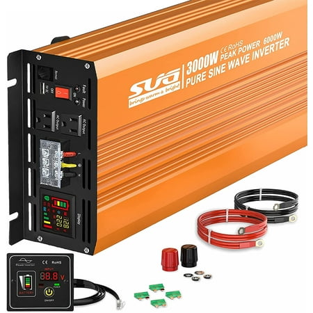Sug Power Inverter 3000W Peak 6000W Pure Sine Wave 12V to 110V 120V DC ...