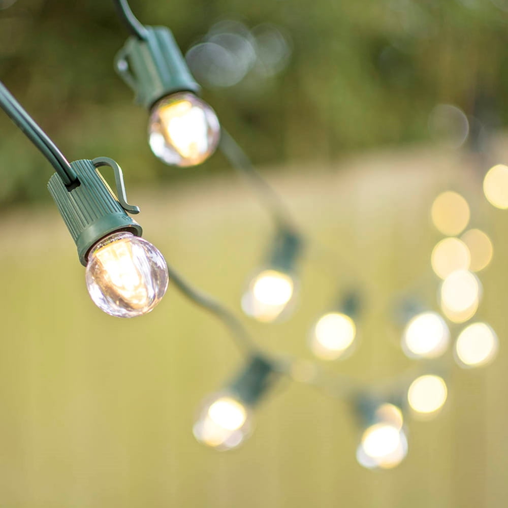Outdoor String Lights LED Globe String Lights G30 Bulb 100 ft Green C9 ...