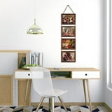 MEBRUDY 5x7 Hanging Collage Picture Frames Set of 2 Walnut Brown 8 Opening Horizontal Wall Decor ...