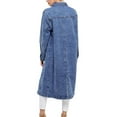 Women's Long Casual Maxi Length Denim Cotton Coat Oversize Button Up ...