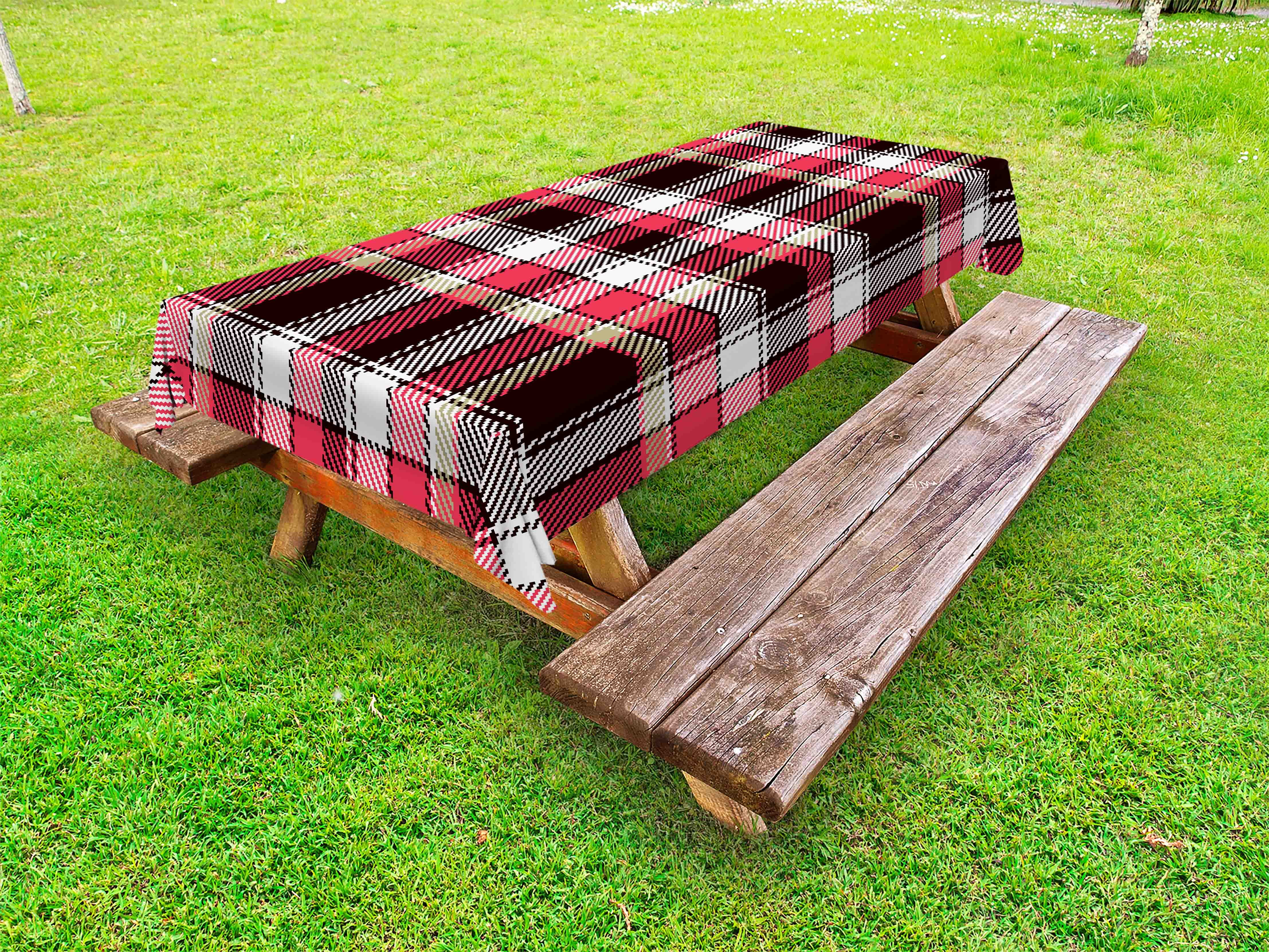 Checkered Outdoor Tablecloth, Pattern with Squares Mosaic Diagonal ...