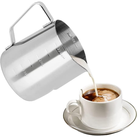 Milk Jug 350ml (12oz) Stainless Steel Milk Frothing Jug Handheld Milk ...