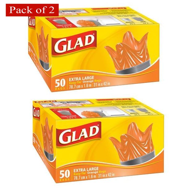 Glad Big Orange Bags, extra grande, 50 bolsas (paquete de 2) | Bodega ...