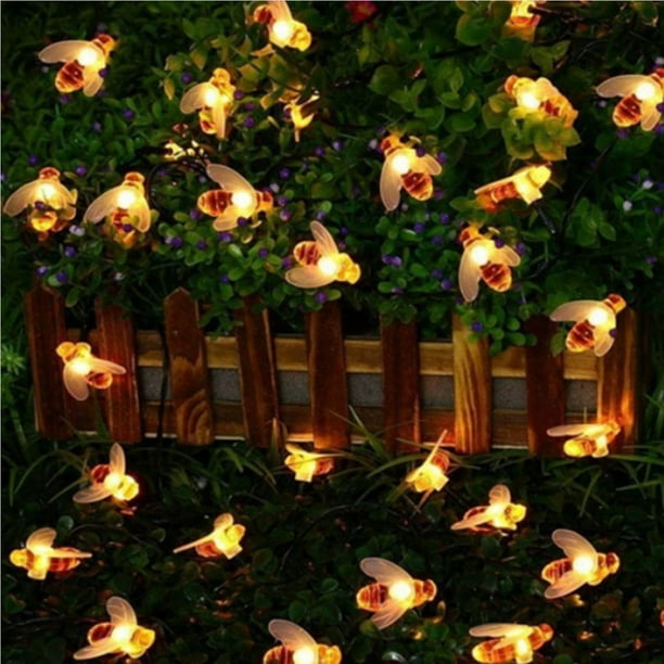 Maoww Honeybee Fairy 30/50LED Solar Powered Honey Bee Fairy Lights ...