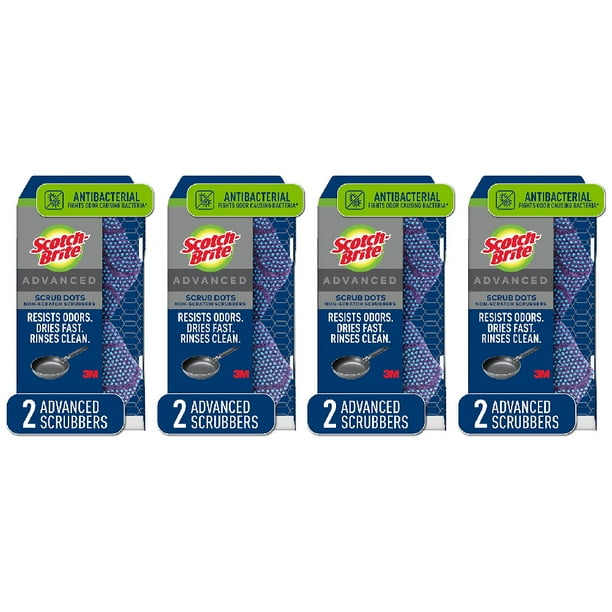 Scotch-Brite Advanced Scrub Dots Non-Scratch Scrubbers Hexagon Blue 2 ...
