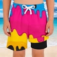 Boys Swim Trunks Unisex Ice Cream Print Layered Swim Shorts with Mesh ...