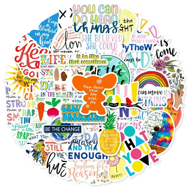 100 pieces of inspirational word stickers cute cartoon inspirational ...