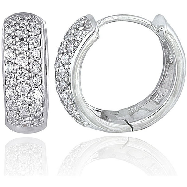 Online Cz Sterling Silver Huggie Hoop Earrings