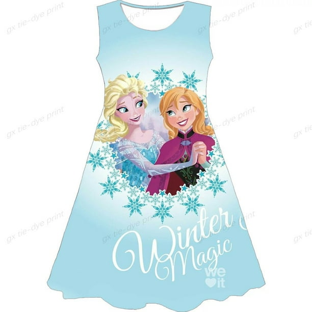 Vestido de dibujos animados para niñas, verano 2023, Frozen 2, moda ...