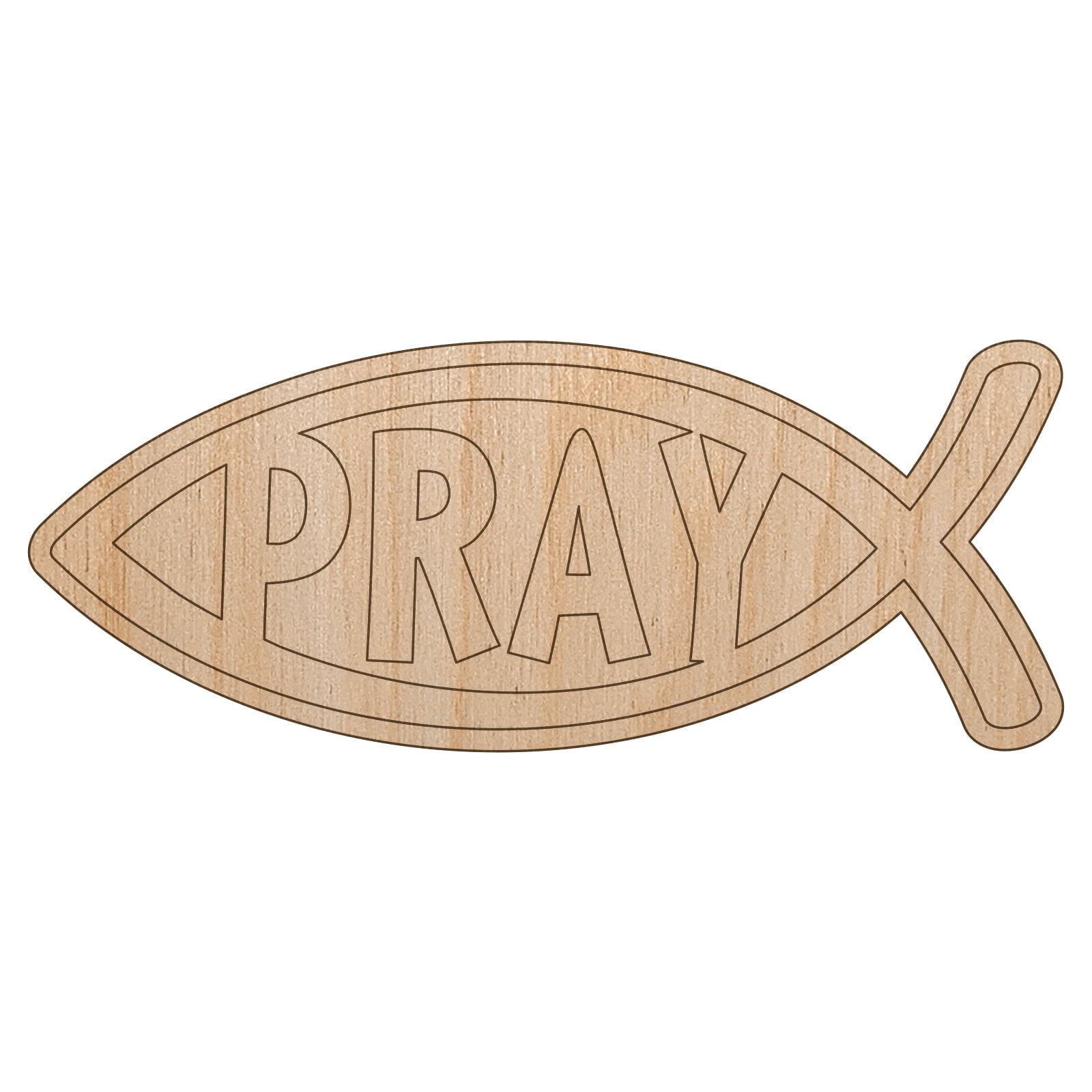 Pray Ichthys Fish Christian Sketch Wood Shape Unfinished Piece Cutout ...