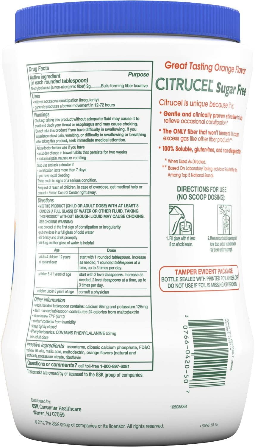 Buy Citrucel Sugar Free Fiber Powder for Occasional Constipation Relief ...