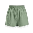 Ailaofu Women's Casual Fringed Shorts High Waist Stretch Solid Color ...
