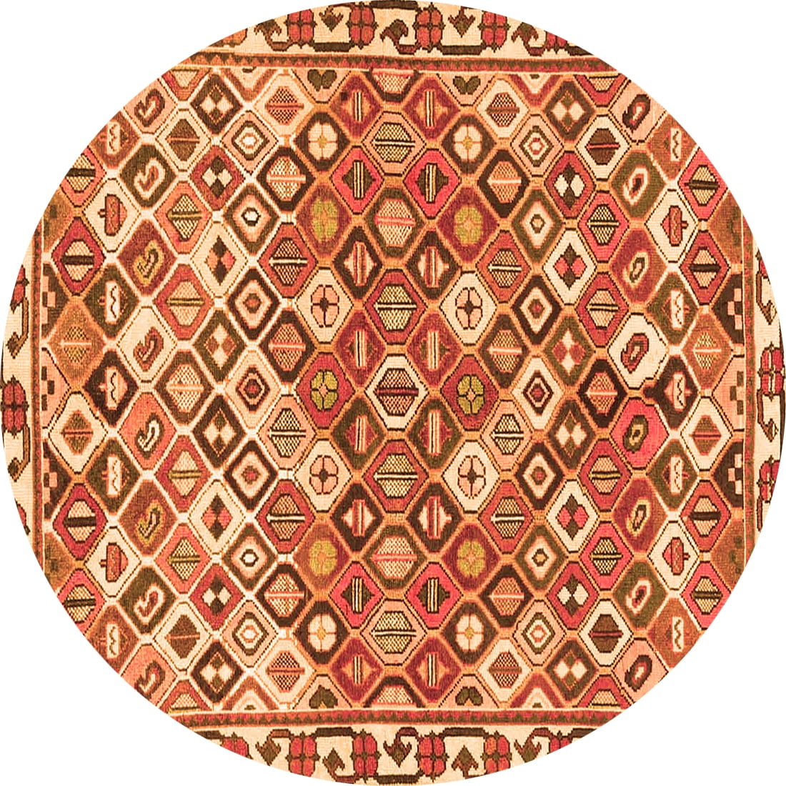 Ahgly Company Indoor Round Persian Orange Traditional Area Rugs, 4 ...