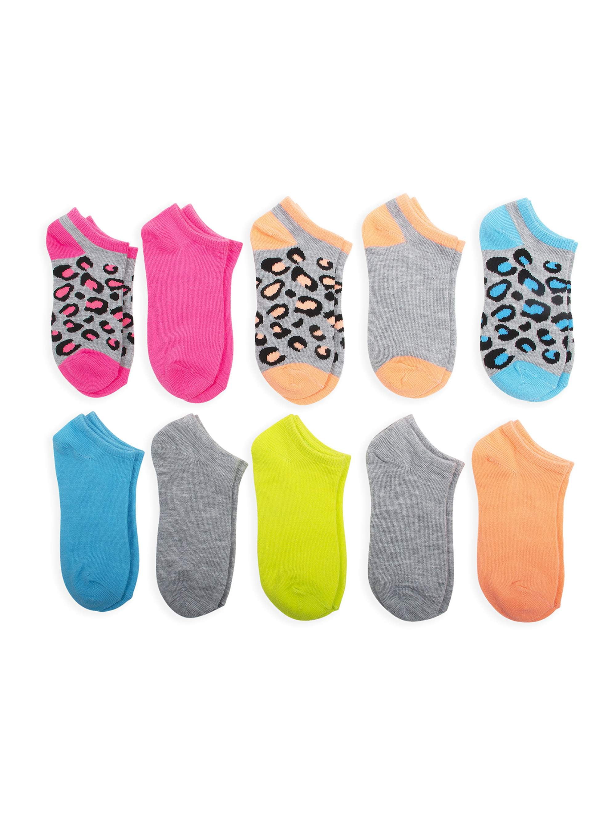 Wonder Nation Girls No Show Socks 10-Pack, Sizes S-L - Walmart.com