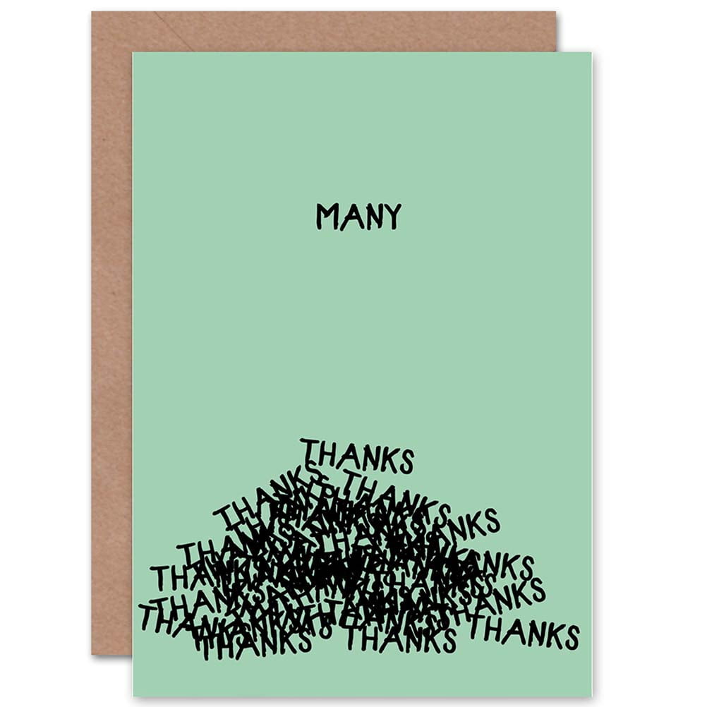 Many Thanks Typography Word Art Thank You Greetings Card Plus Envelope ...