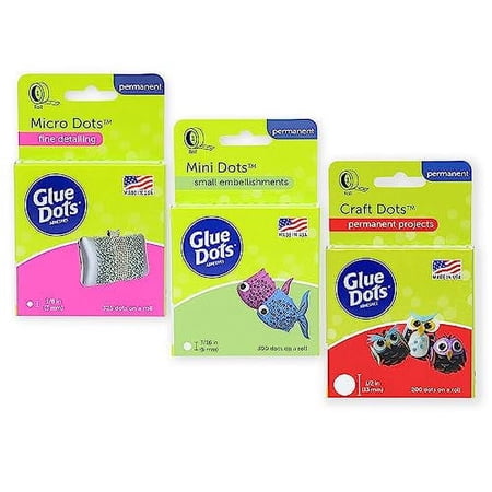 Glue Dots Crafter's Pack - Craft, Mini & Micro Dots Rolls, Clear, 825 ...
