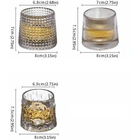3 Pcs/ 4 Pcs Suit Whiskey Glasses 5.4OZ Wineglass Rotatable Cocktail ...