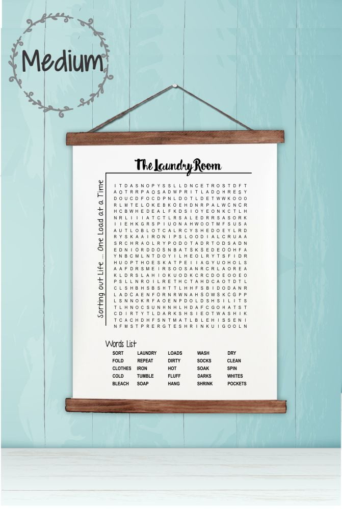 Wood, Canvas Sign, Laundry Room Decor Word Search Puzzle Art Print ...