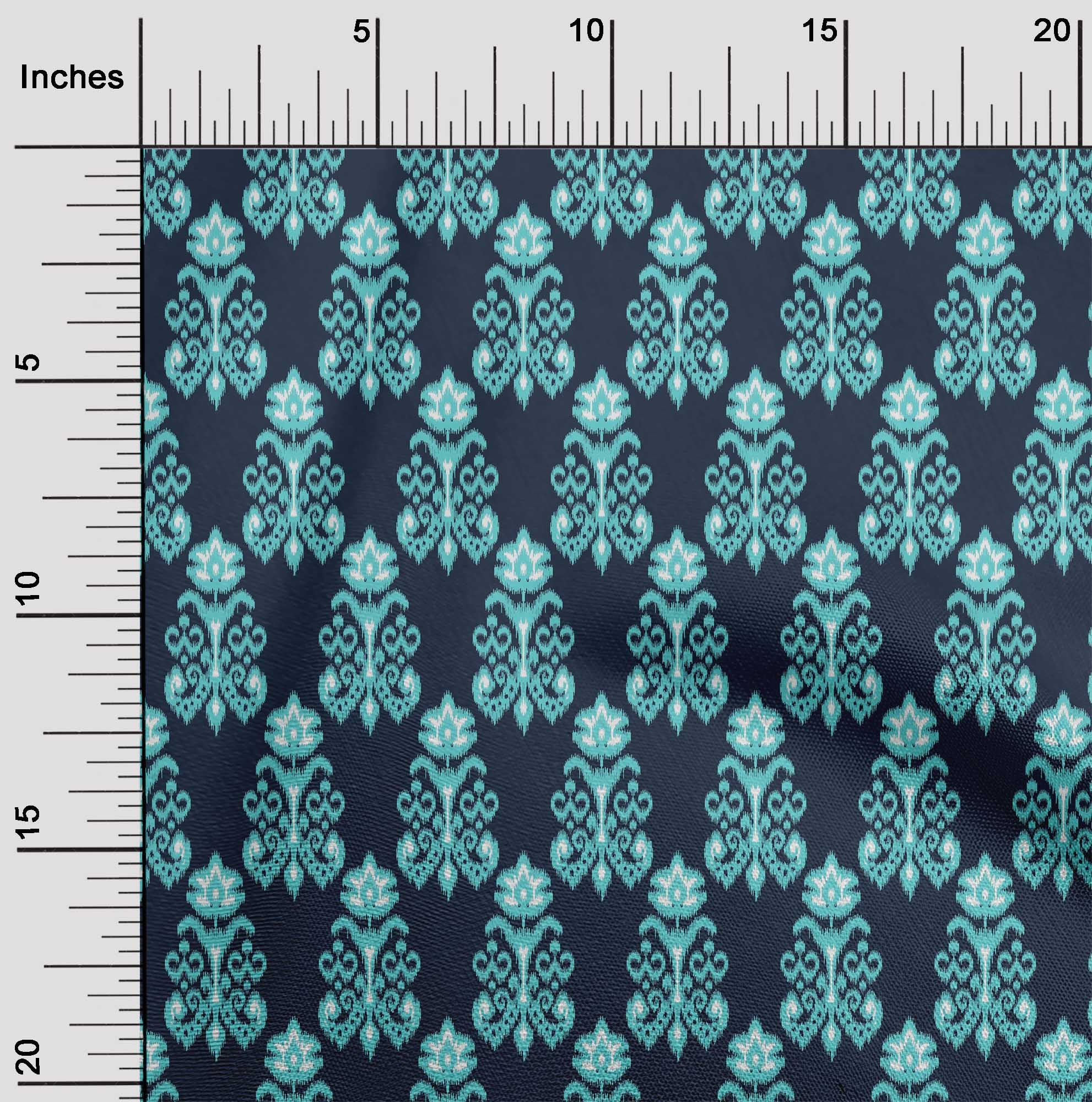 oneOone Cotton Poplin Fabric Floral Ikat Print Fabric By The Yard 42 ...