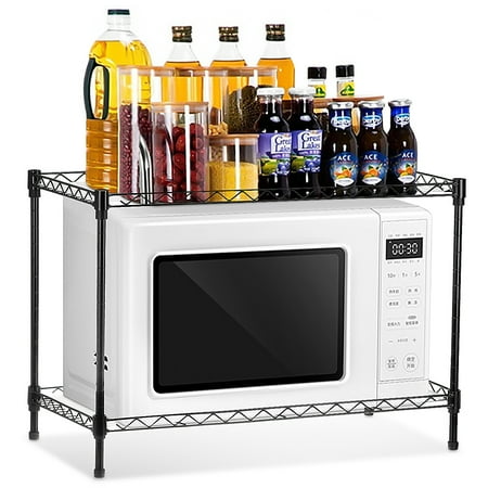 Adjustable Microwave Oven Rack, Countertop Microwave Oven Storage Shelf ...