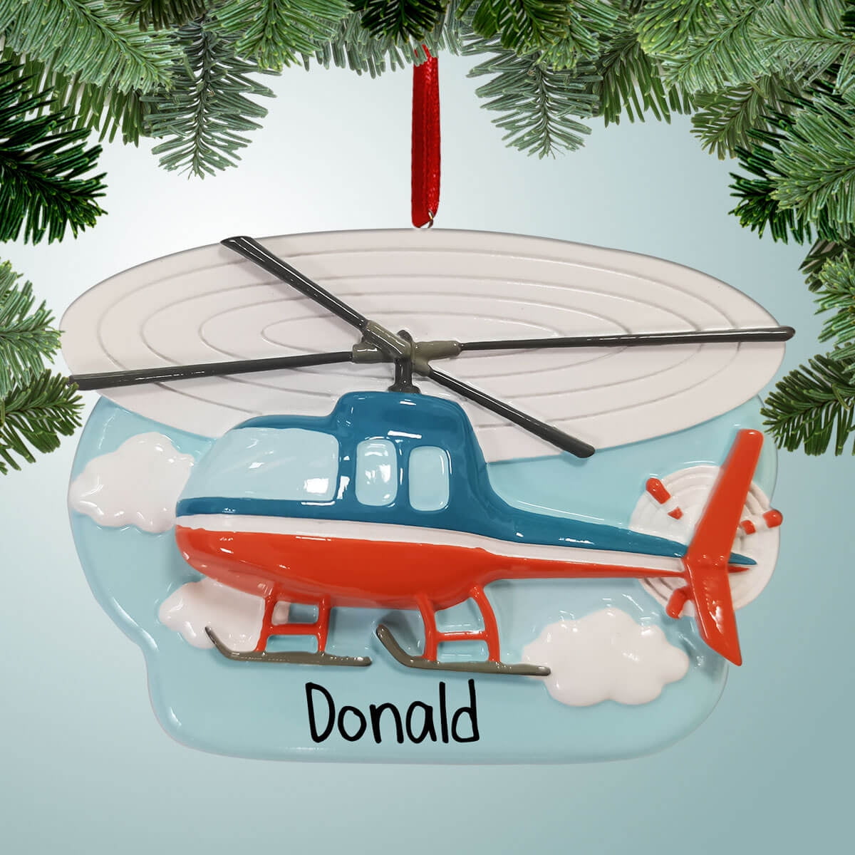 Personalized Helicopter in Clouds Christmas Ornament - Sightseeing ...