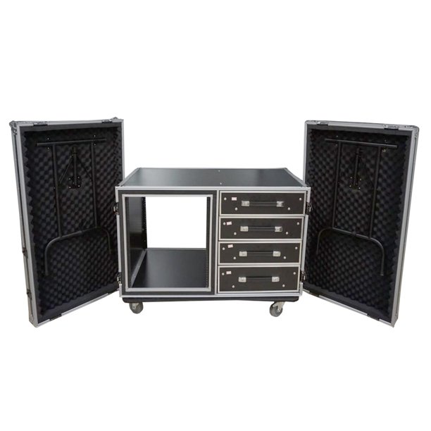 ProX XS-12U4DTW 12U Shockproof Workstation Case W-Dual Side Table and ...