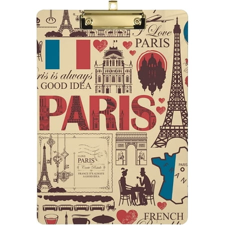 XDDJA France Paris Clipboard Hardboard Wood Nursing Clip Board and Pull ...