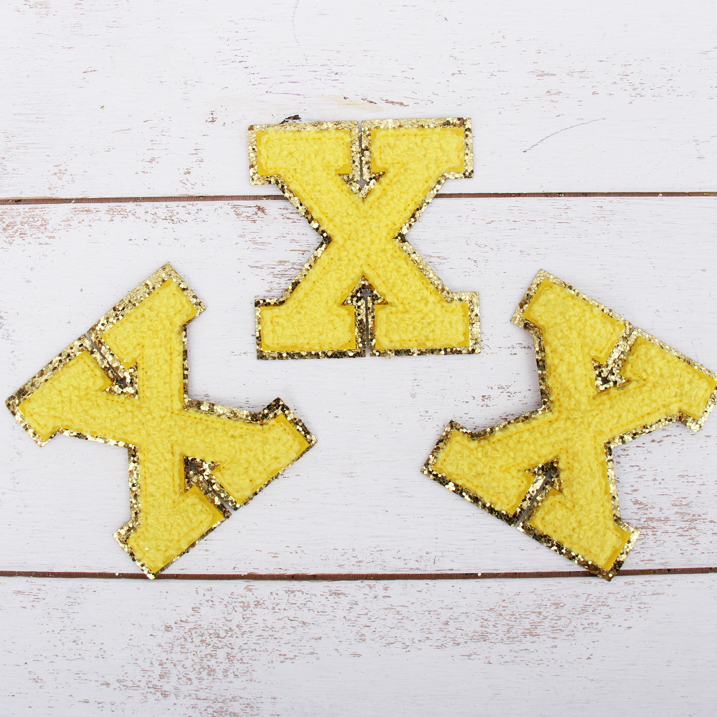 3 Pack Chenille Iron On Glitter Varsity Letter "X" Patches - Yellow ...