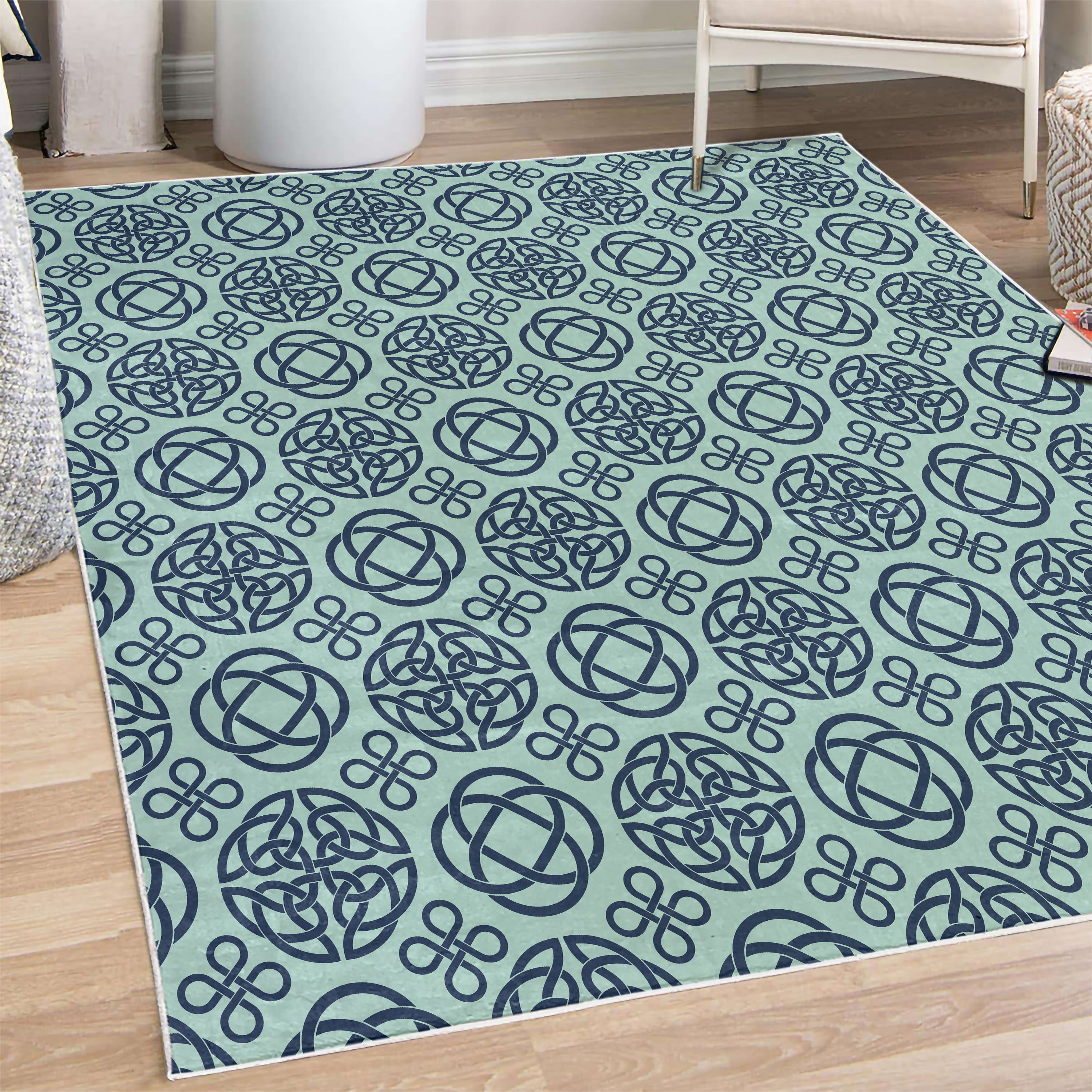 Celtic Decorative Rug, Retro Tribal Circle Knots Eternity Forms Pattern ...