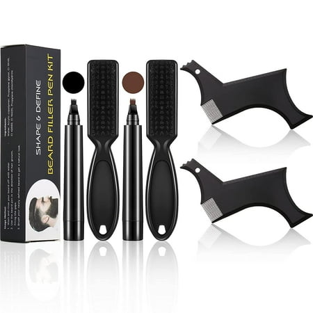 2 Pieces Beard Pencil Filler with Brush and 2 Beard Shaping Styling ...