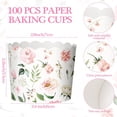 150 Pcs Pink Floral Cupcake Wrappers Liners Rose Paper Baking Cups ...