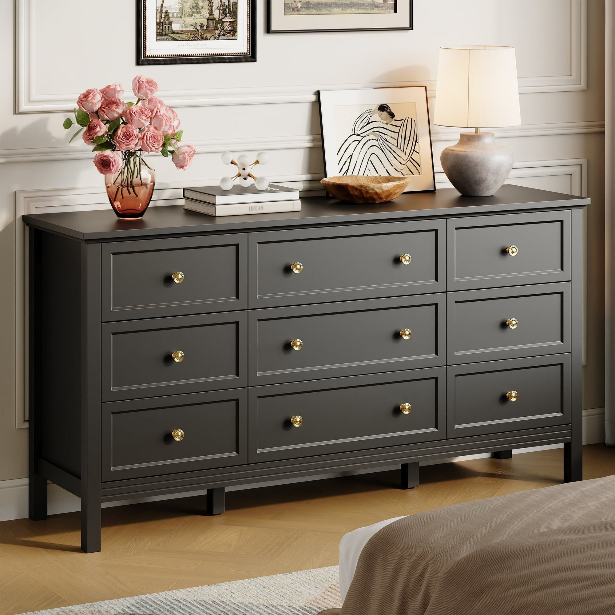 Click here for Youtrend 9 Black Large Drawer Dresser  Retro Wood... prices
