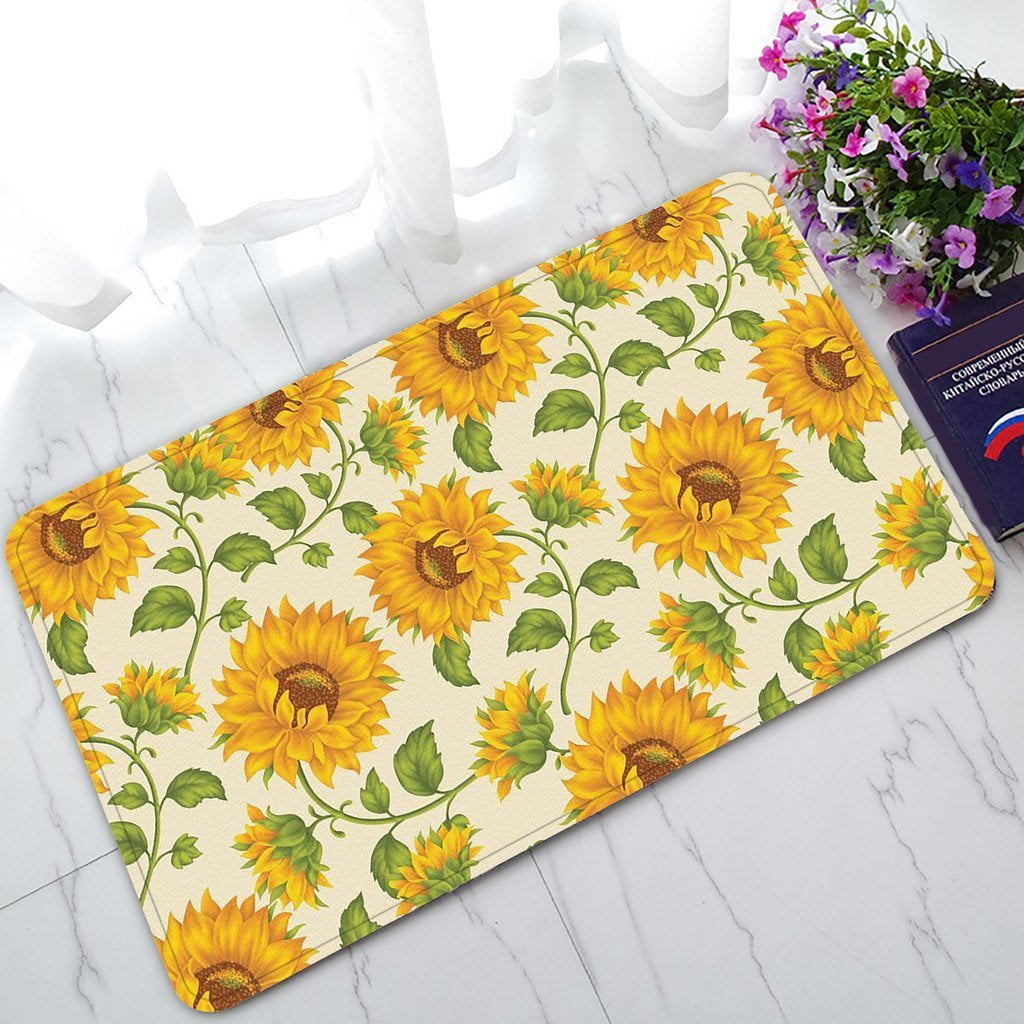 ZKGK Yellow Sunflower Petal Non-Slip Doormat Indoor/Outdoor/Bathroom ...