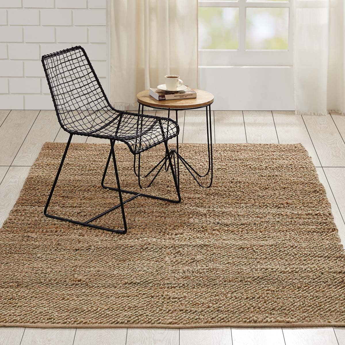 Natural Tan Farmhouse Flooring Minneka Jute Rectangle Accent Rug ...