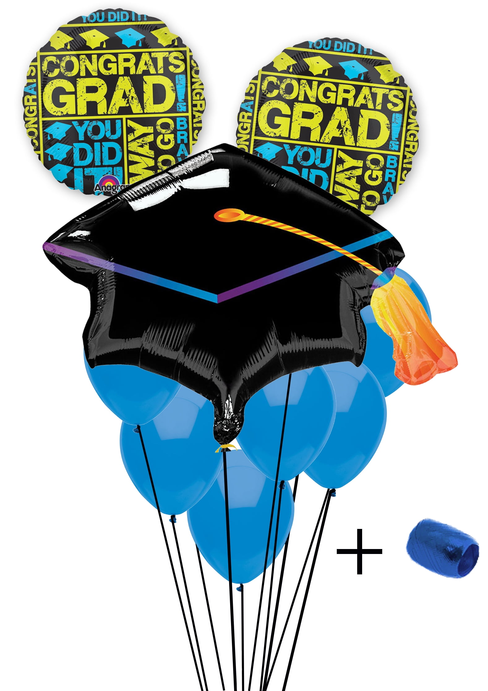 Veil Entertainment Congrats Grad Graduation Caps Bouquet 9pc Balloon ...