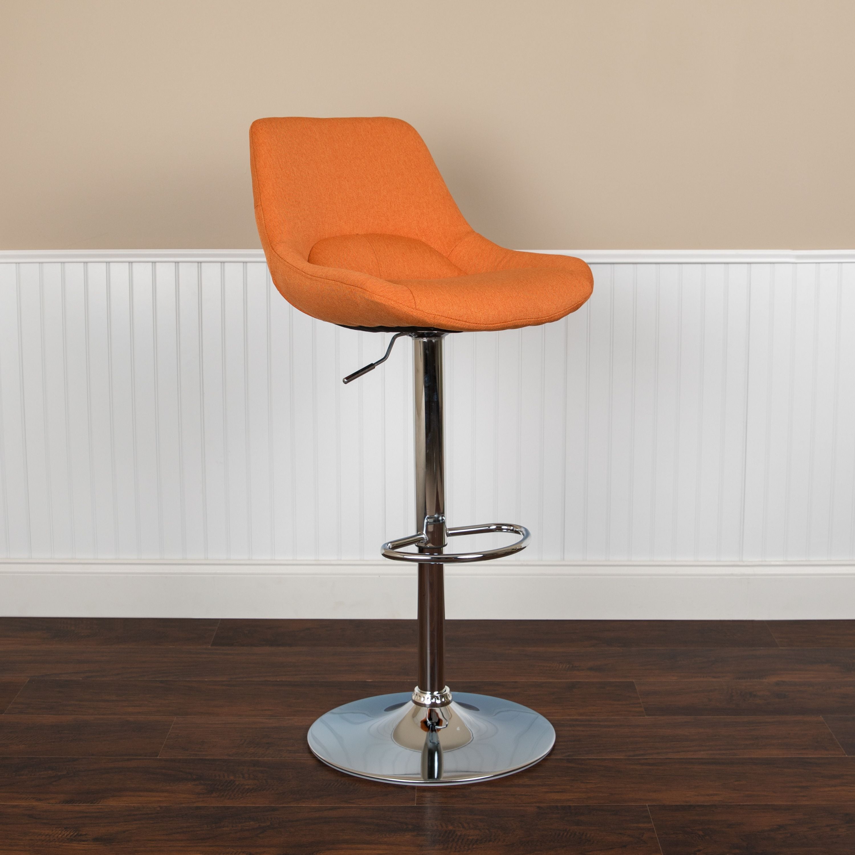 Flash Furniture Contemporary Orange Fabric Adjustable Height Barstool ...