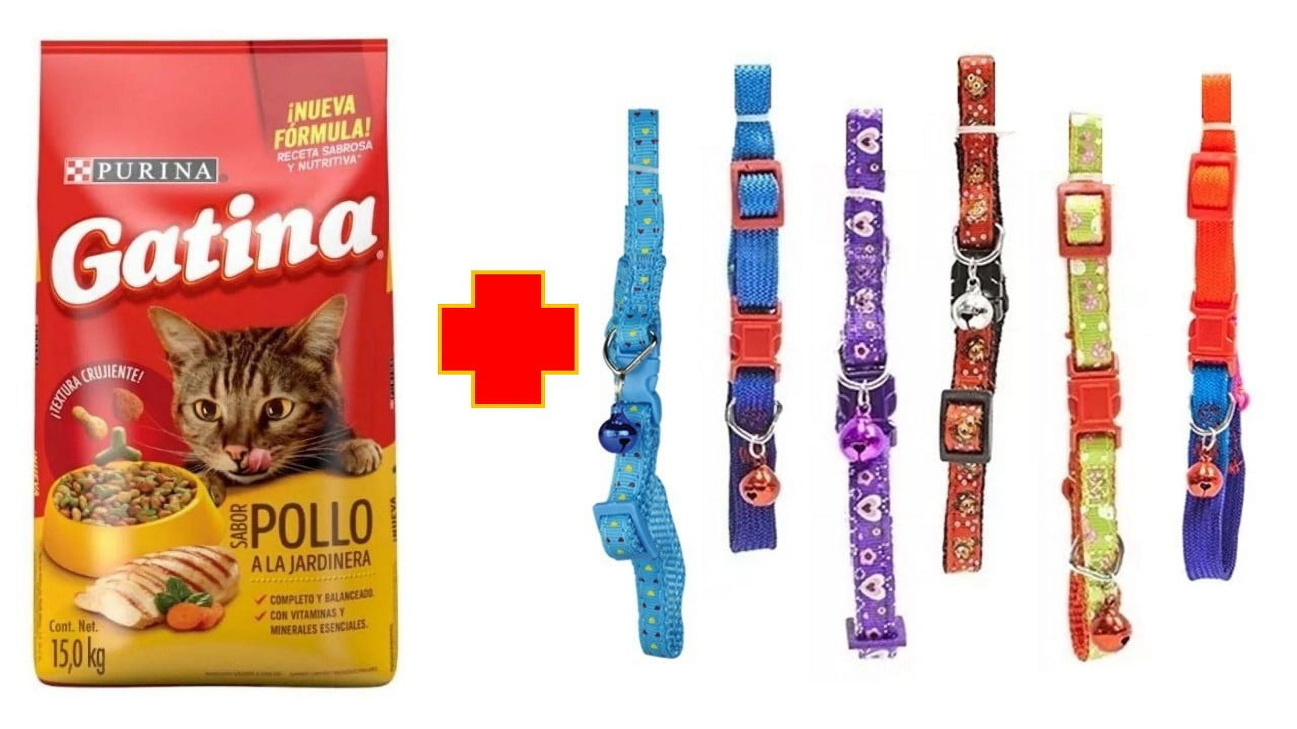 Paquete Gatina 15 kg + 1 collar ajustable con cascabel marca Fancy Pets ...